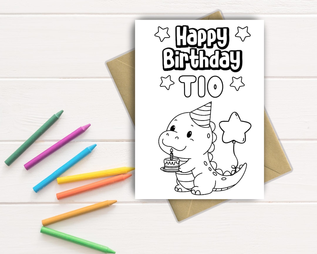 Happy Birthday Tio Color-in Card: DIY Kids Craft Gift for Tio (instant ...