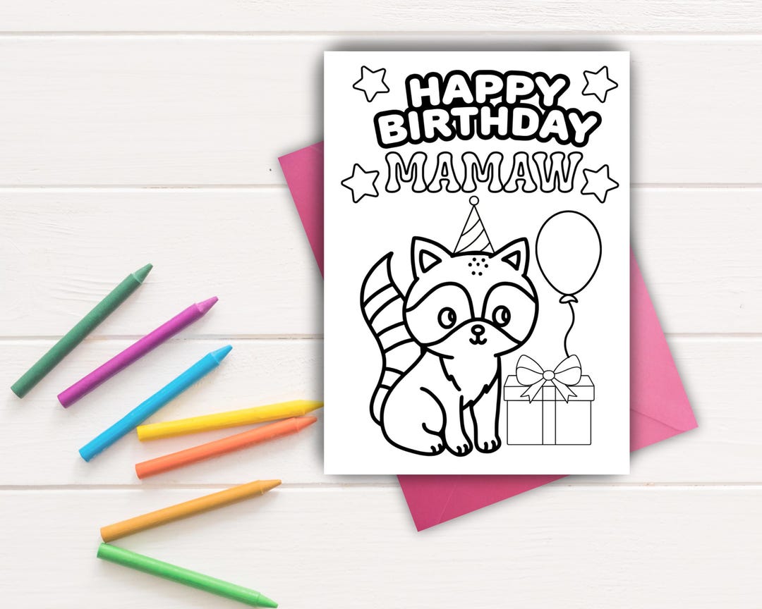 Happy Birthday Mamaw Color-in Card: DIY Kids Printable Coloring Gift ...