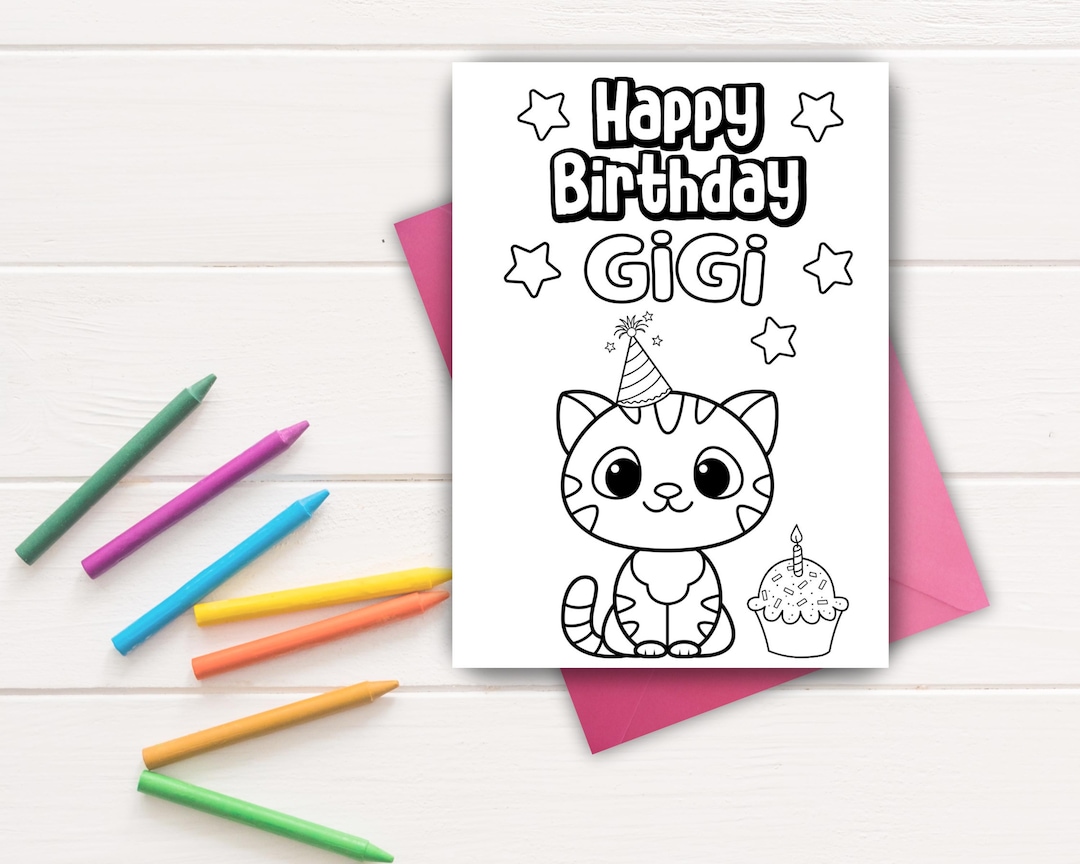 Gigi Birthday Color-in Card: DIY Kids Printable Coloring Gift for Gigi ...