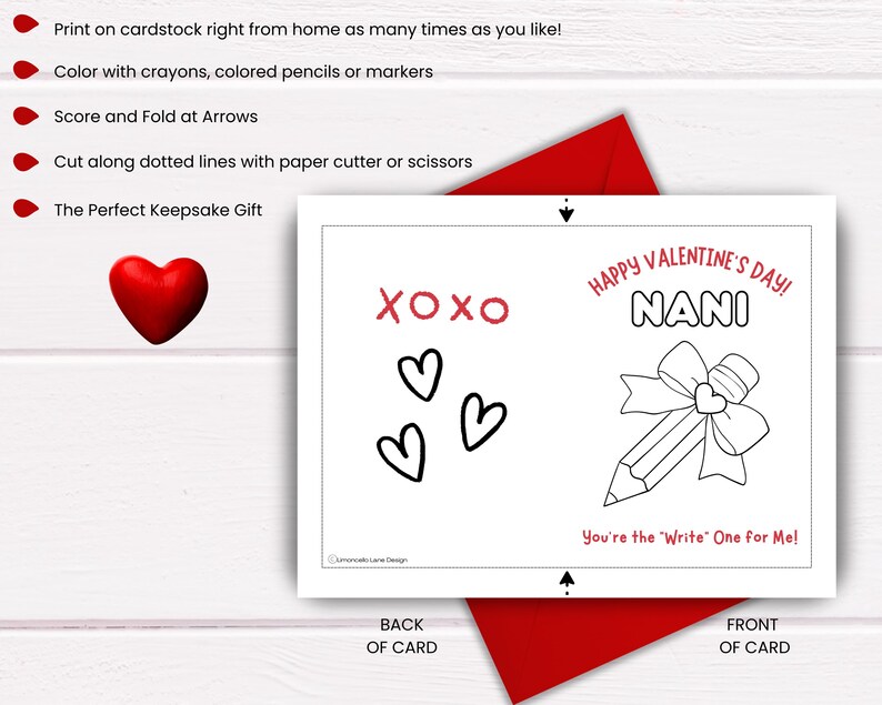 Nani Valentine Color-in Card: Kids Craft | Keepsake Gift (instant ...