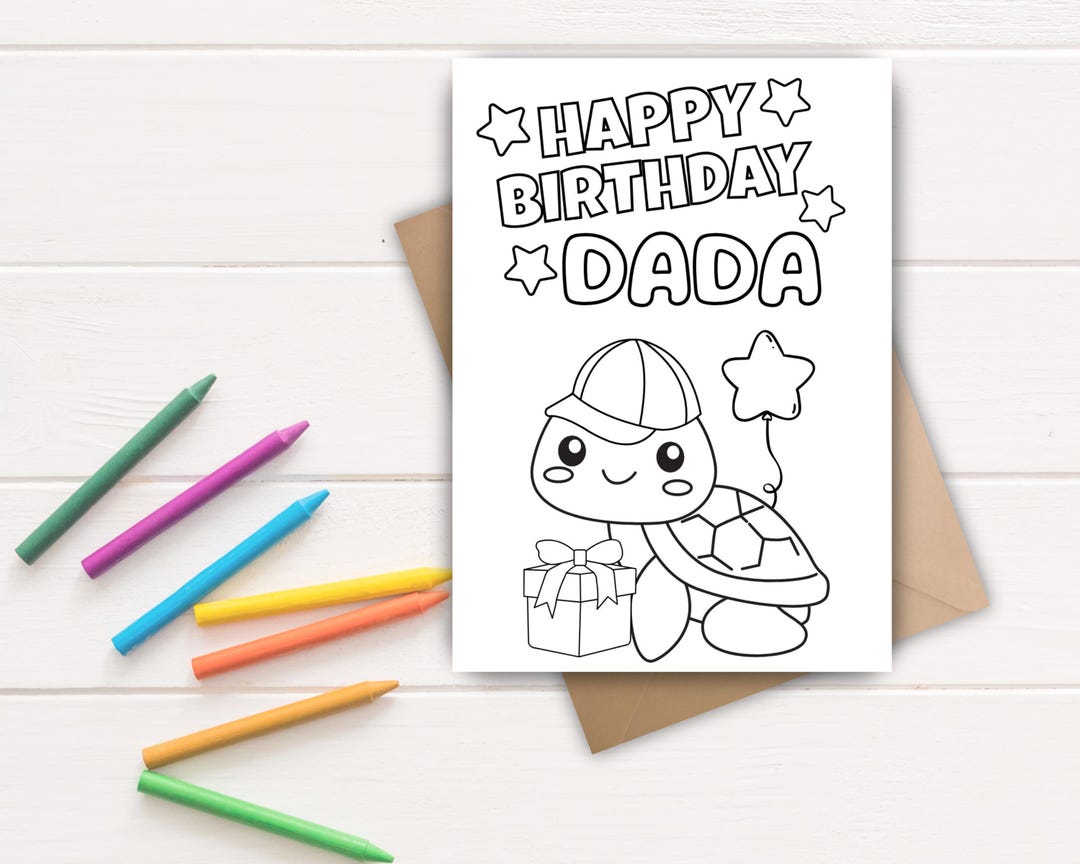 Dada Birthday Color-in Card | Printable Birthday Card for Dada | Gift ...