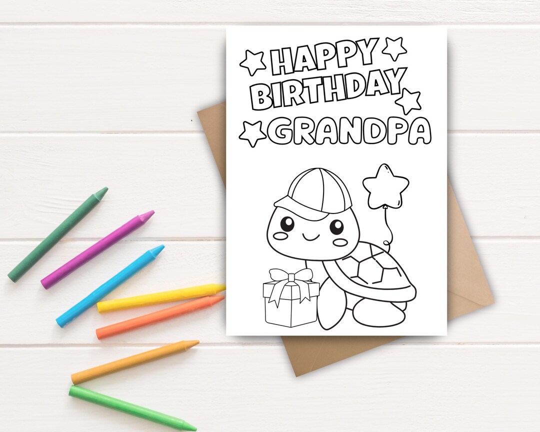 Grandpa Birthday Color-in Card | Printable Birthday Card for Grandpa ...