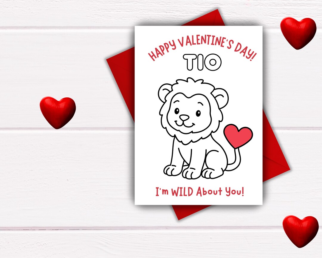 Tio Valentine Color-in Card | Kids Craft | Keepsake Gift (instant ...