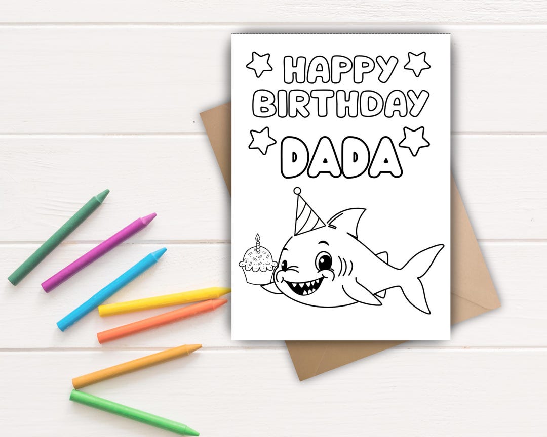 Dada Birthday Color-in Card: DIY Kids Printable Coloring Gift for Dada ...