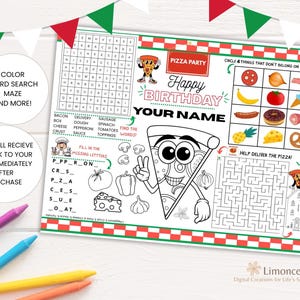 Editable Pizza Color Activity Placemat | Pizza Party Placemat | Pizza ...