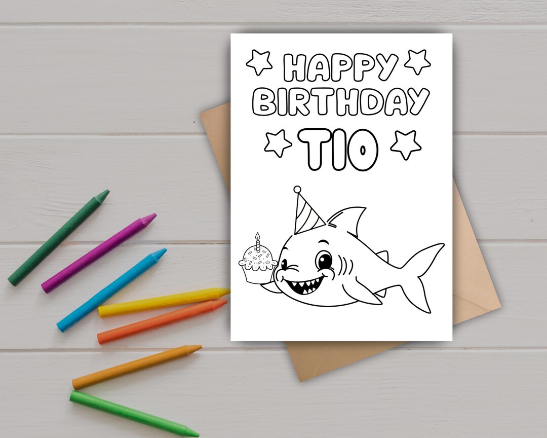 Tio Birthday Color-in Card: DIY Kids Printable Coloring Gift for Tio ...