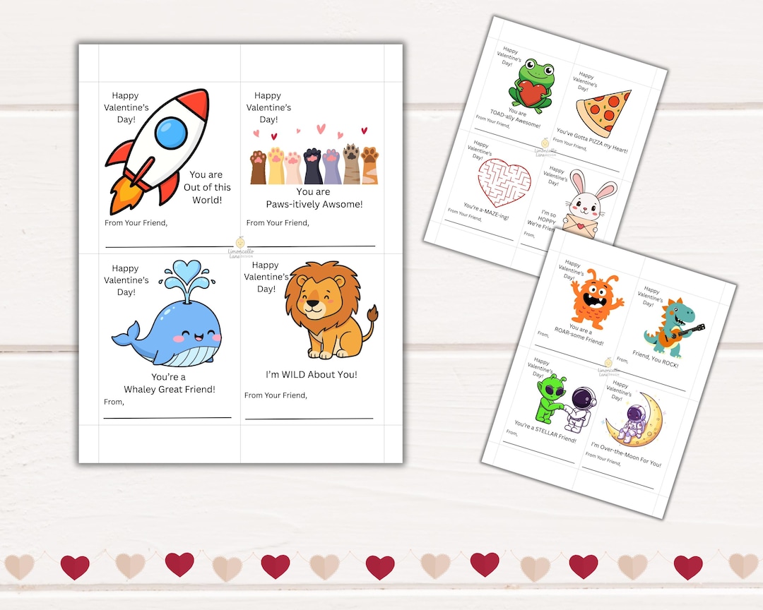 Classroom Valentine Cards | 24 Designs | Age-appropriate Puns | Instant ...