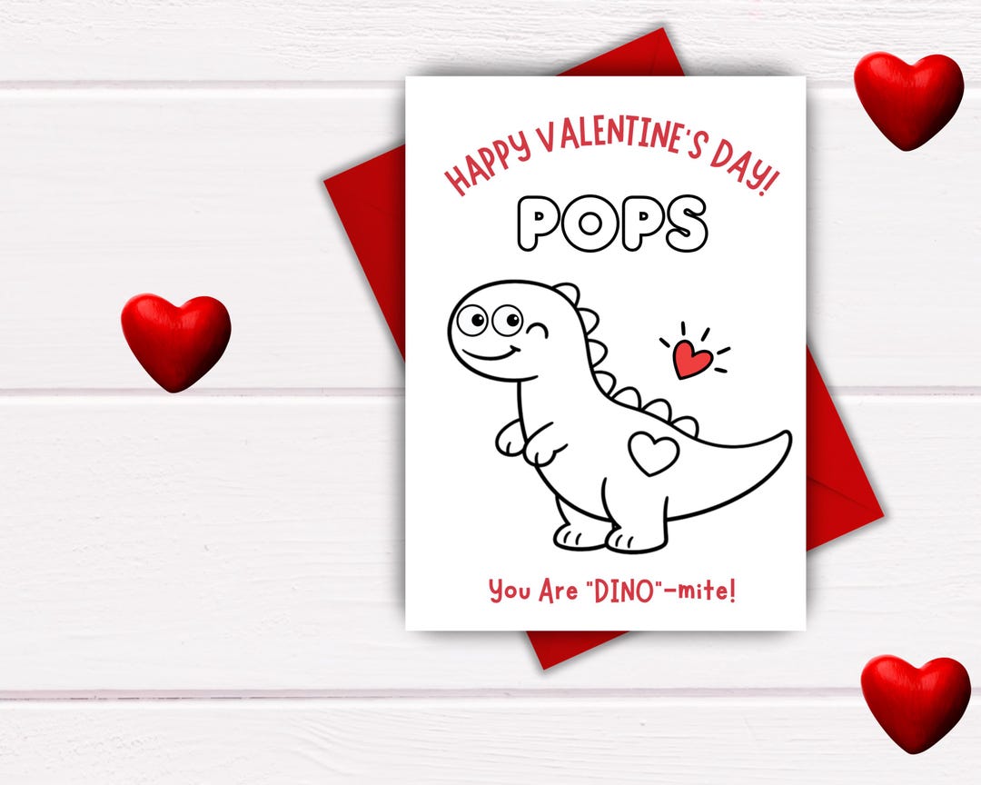 Pops Valentine Color-in Card | DIY Kids Craft | Keepsake Gift (instant ...