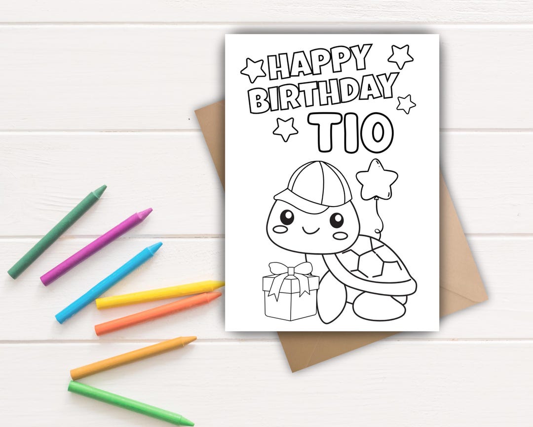 Happy Birthday Tio Color-in Card | DIY Kids Coloring Craft Gift ...