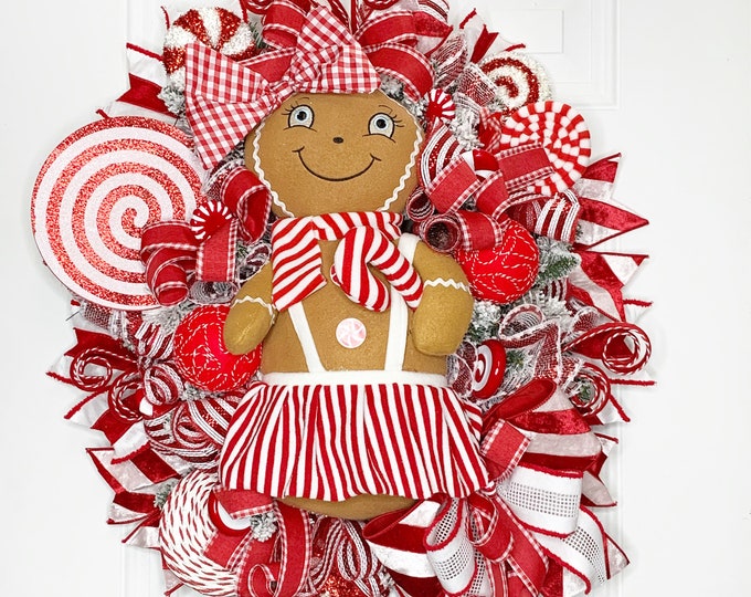 Christmas Gingerbread Wreath Christmas Candy Cane Wreath Candy Land