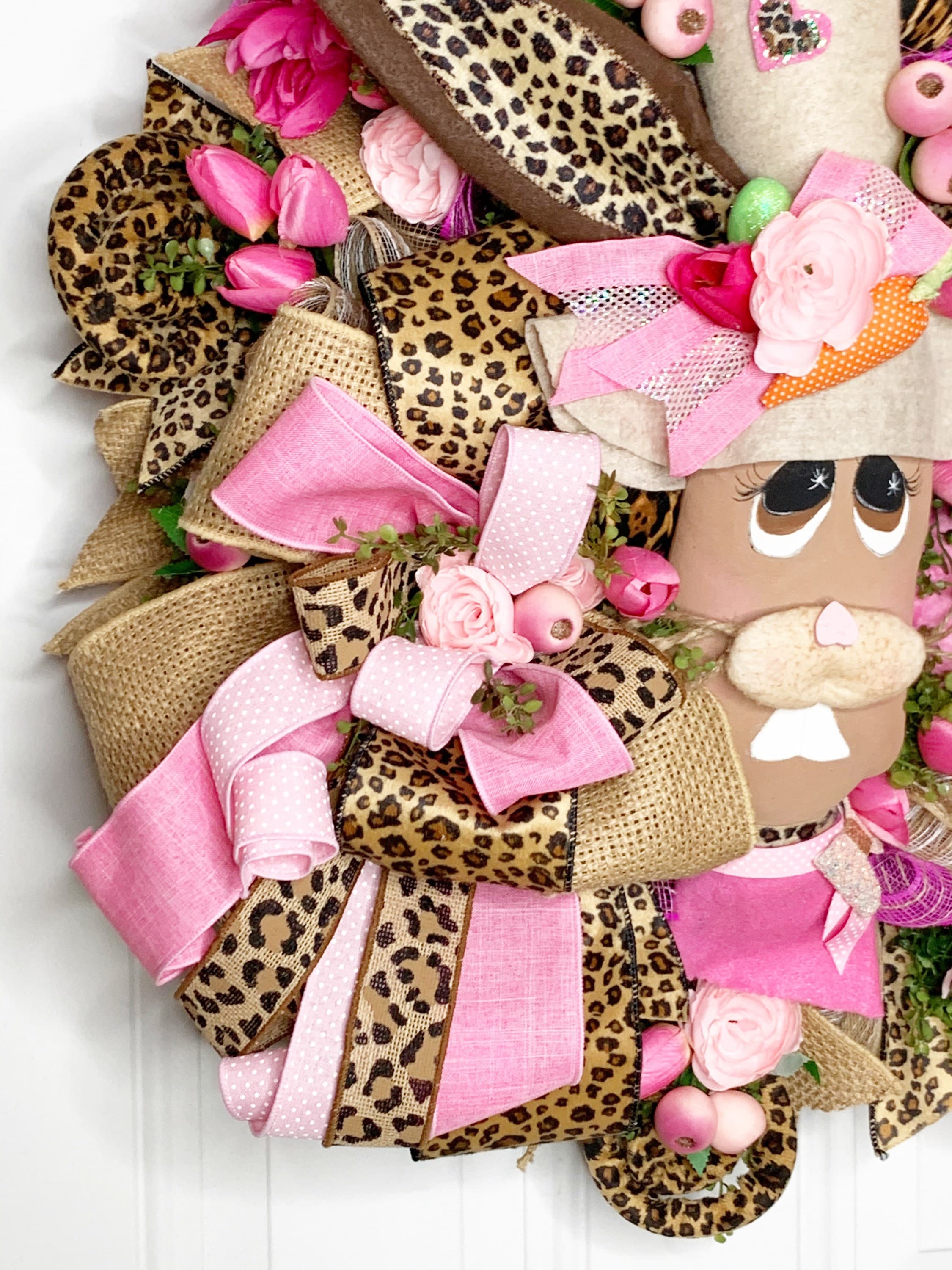 Leopard Print Easter Bunny Wreath, Easter Decor, Cheetah Print Decor ...