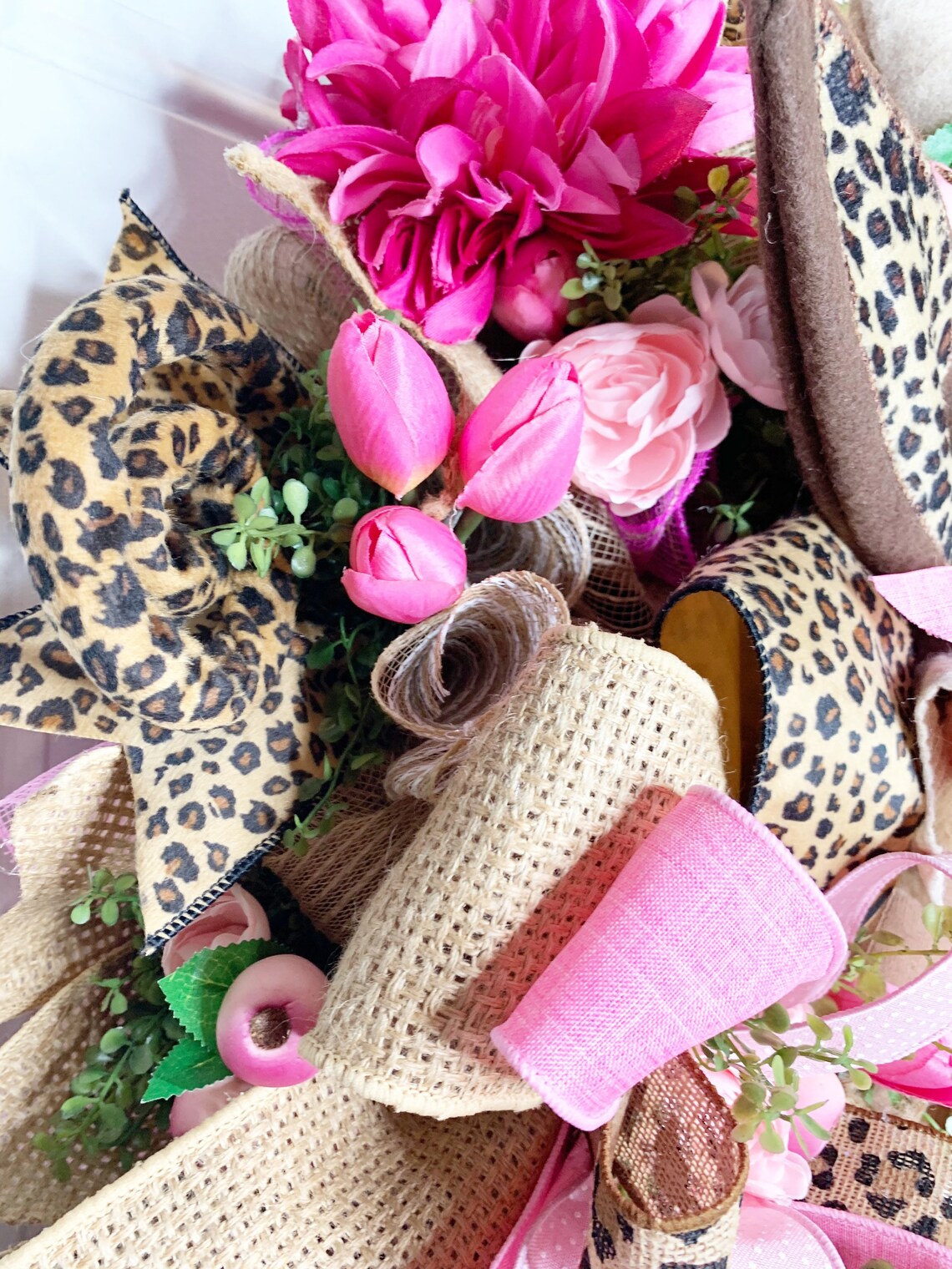 Leopard Print Easter Bunny Wreath Easter Decor Cheetah Print | Etsy