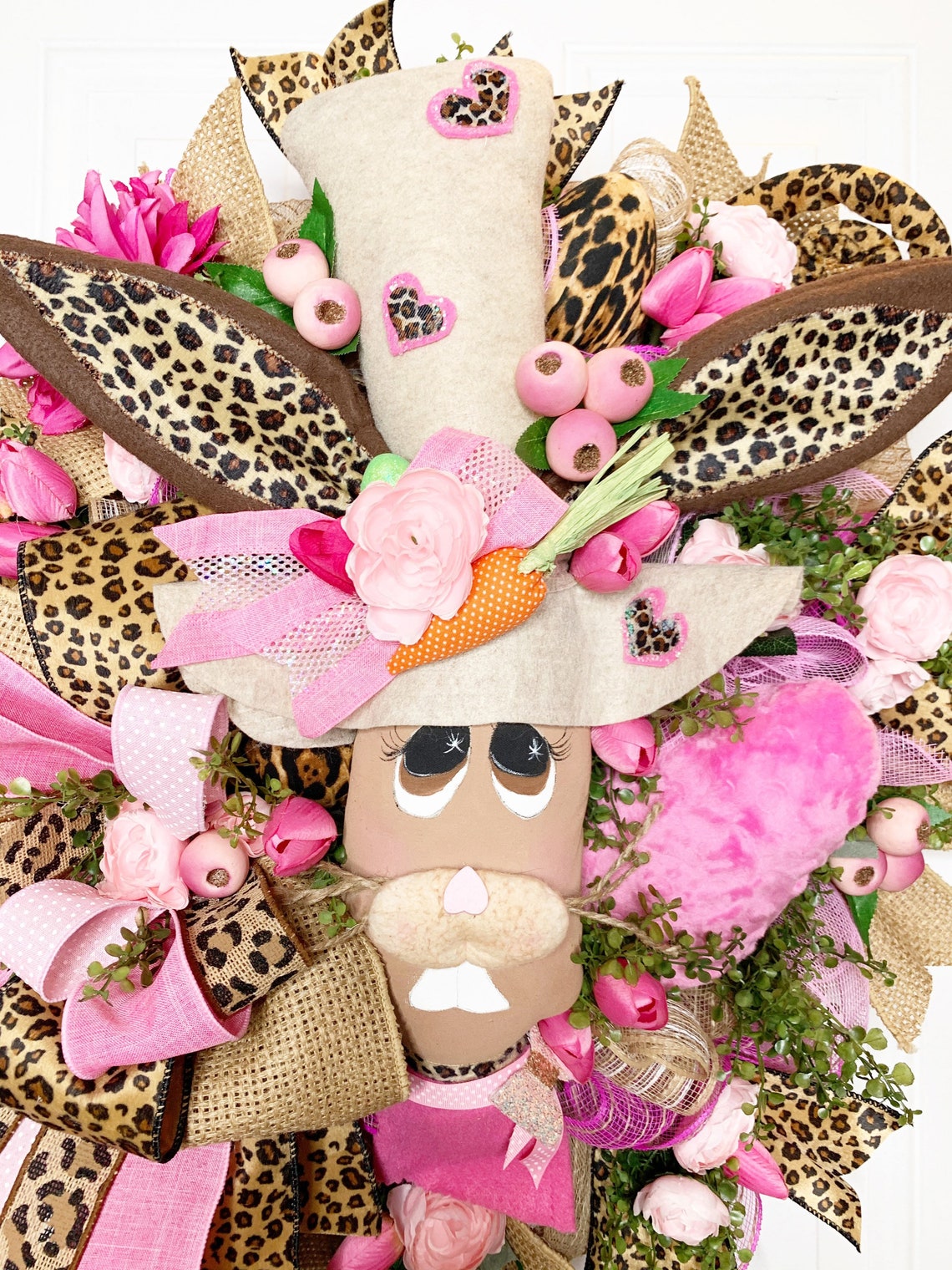 Leopard Print Easter Bunny Wreath, Easter Decor, Cheetah Print Decor ...