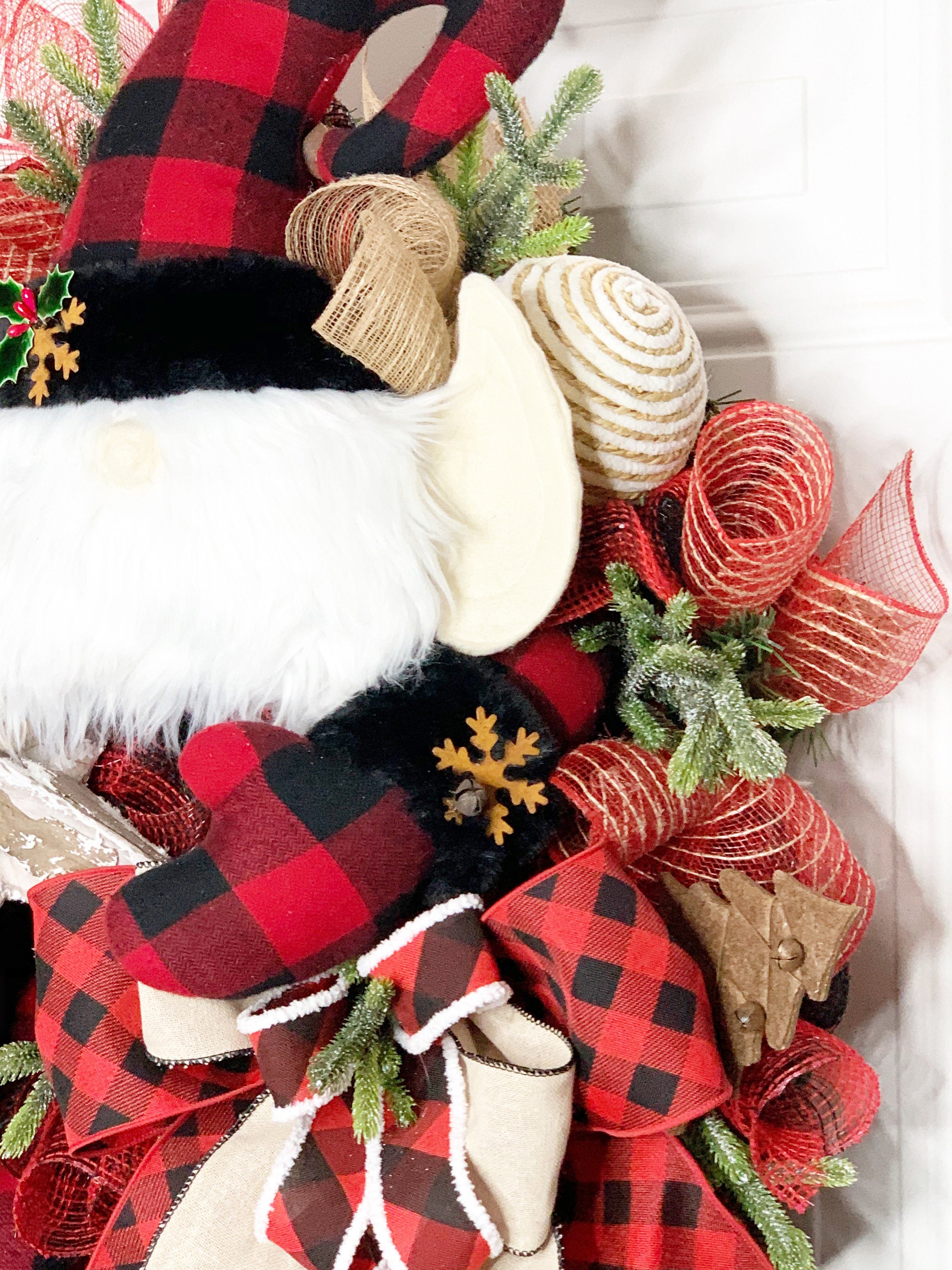 Buffalo Plaid Rustic Elf Christmas Wreath Elf Christmas Decor Rustic
