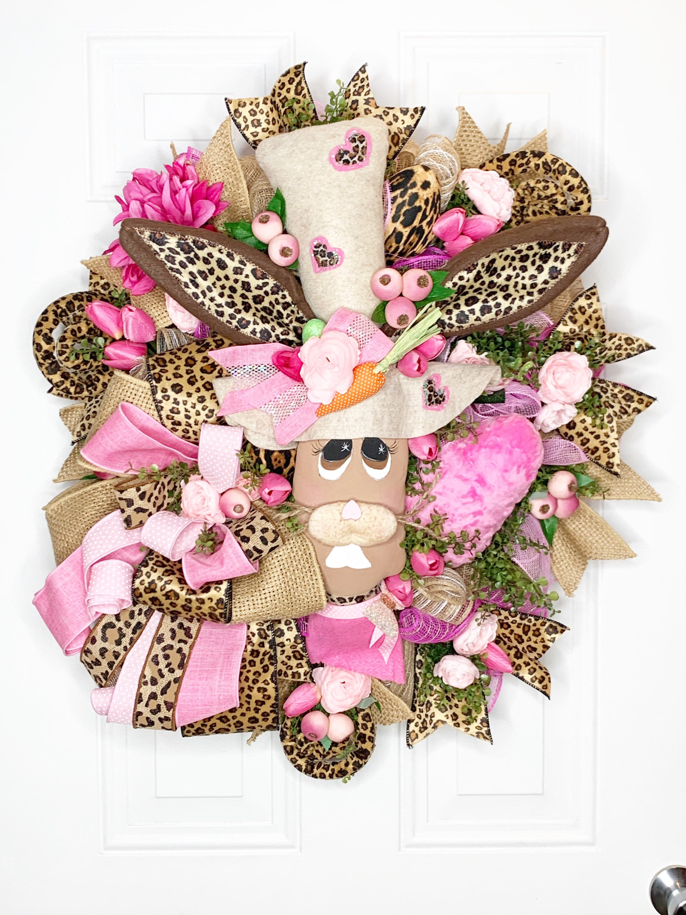 Leopard Print Easter Bunny Wreath, Easter Decor, Cheetah Print Decor ...