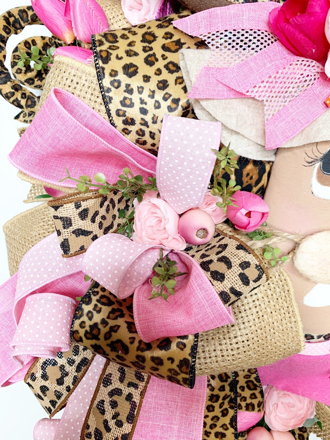 Leopard Print Easter Bunny Wreath, Easter Decor, Cheetah Print Decor ...