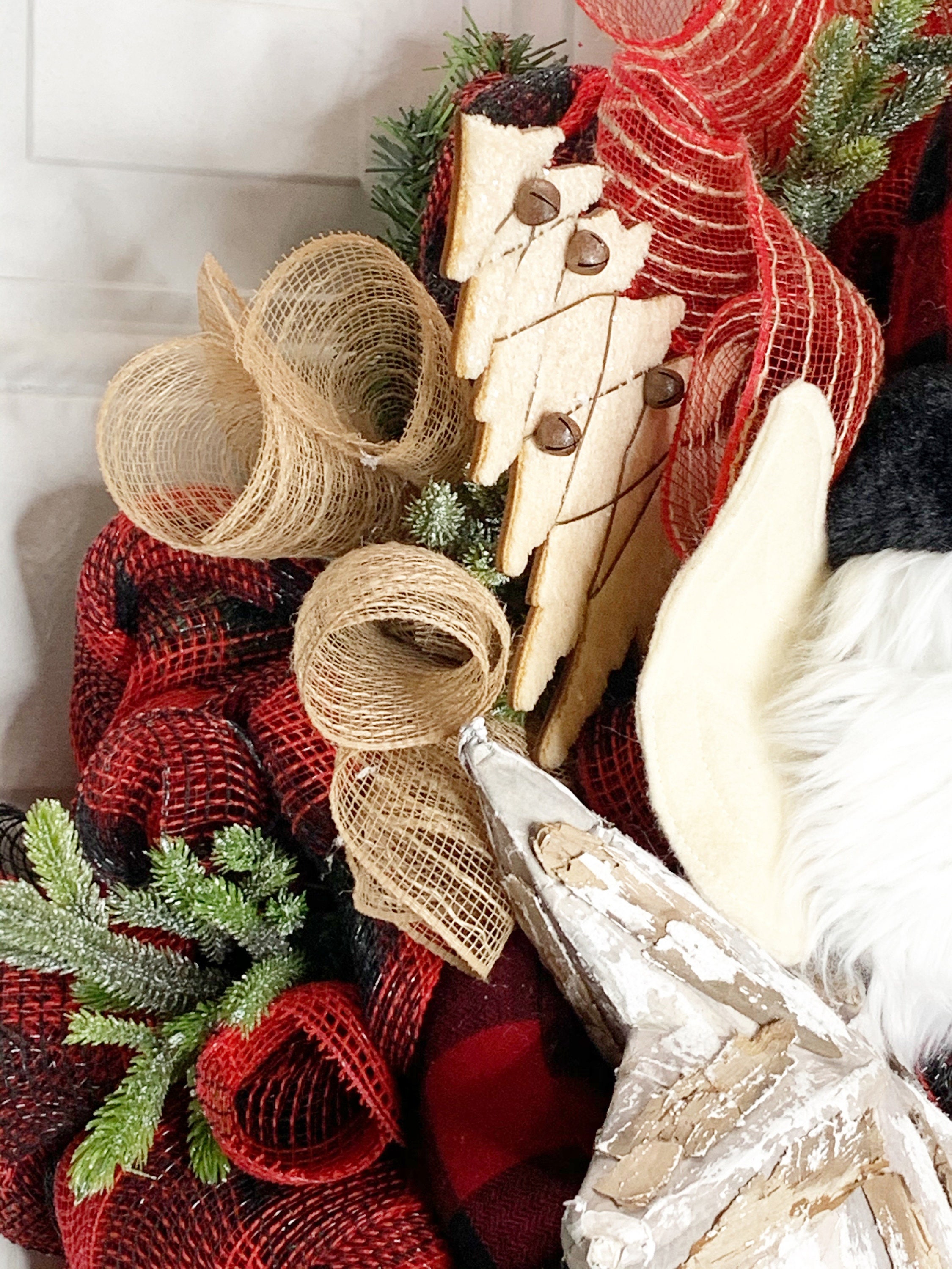 Buffalo Plaid Rustic Elf Christmas Wreath Elf Christmas Decor Rustic