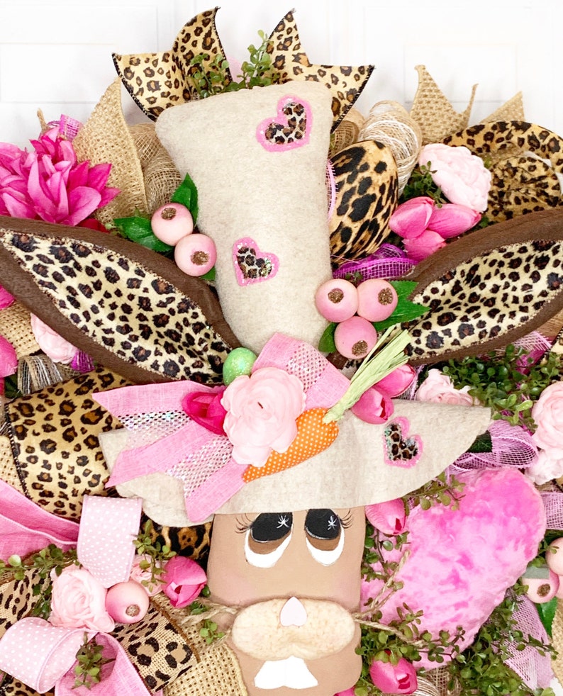 Leopard Print Easter Bunny Wreath, Easter Decor, Cheetah Print Decor ...