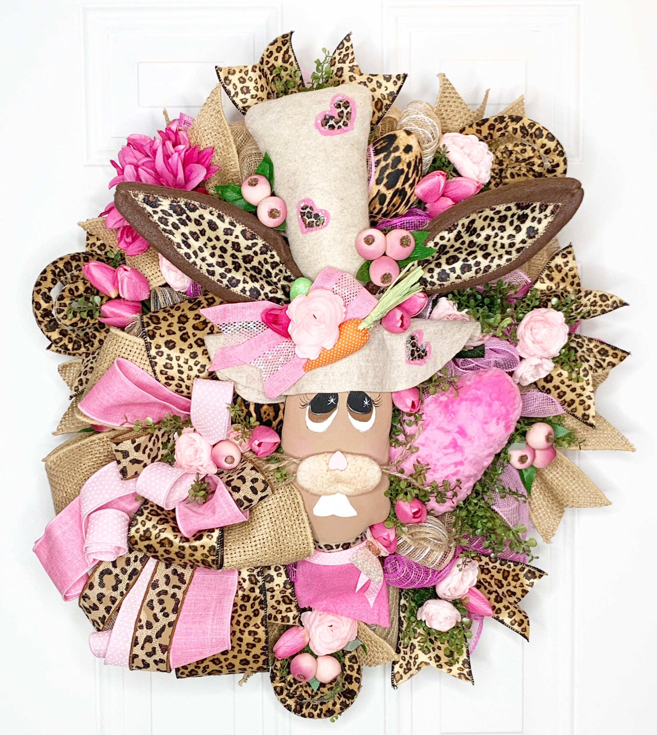 Leopard Print Easter Bunny Wreath, Easter Decor, Cheetah Print Decor ...