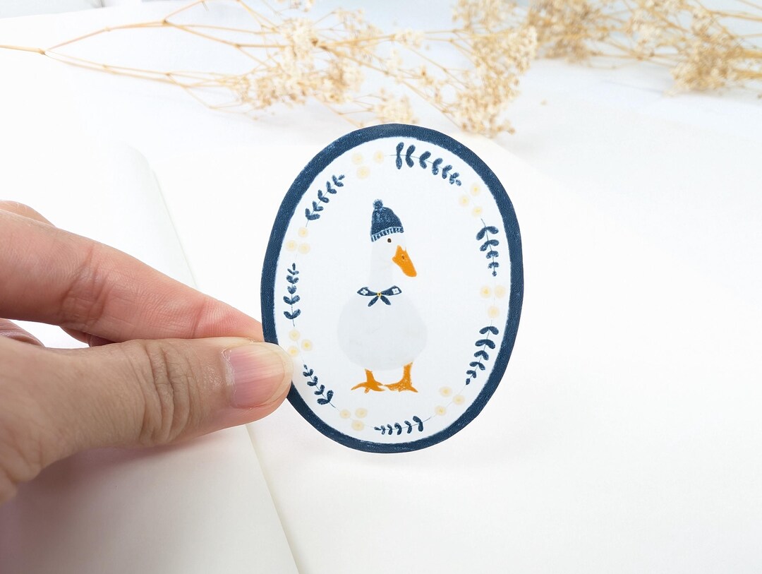 Waterproof Vinyl Sticker Blue Duck for Laptop Decal Journal Decoration ...
