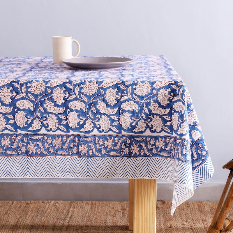 Blue Leaf Block Print - Etsy