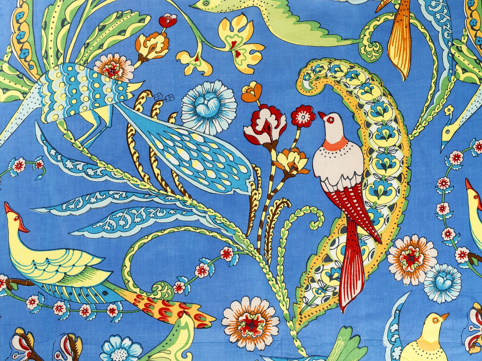 LARGE SELECTION Bird Floral Print Cotton Fabric Block Print | Etsy
