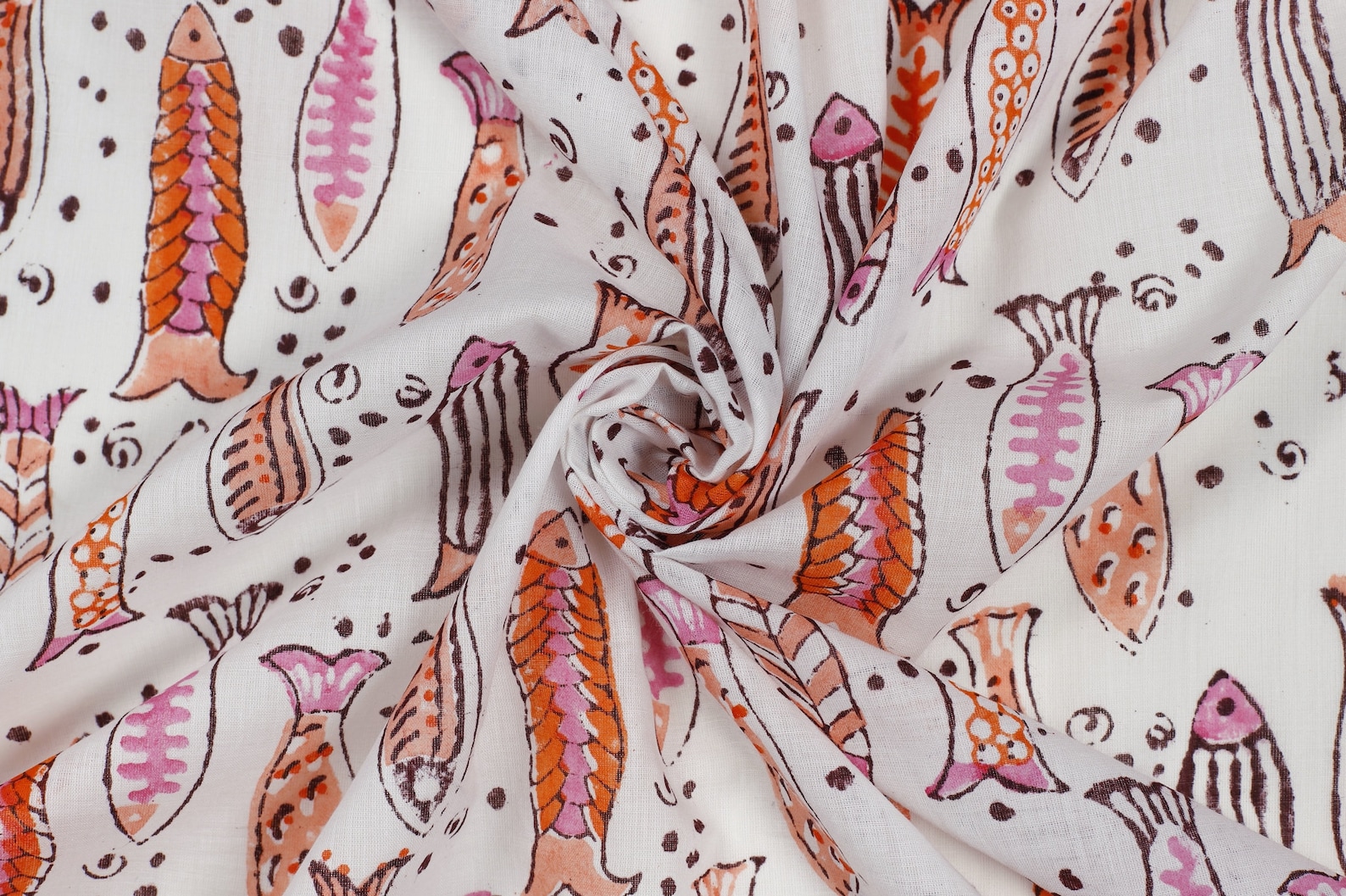 Sold by Yard Fish Print 100% Cotton Hand Printed Block Print - Etsy