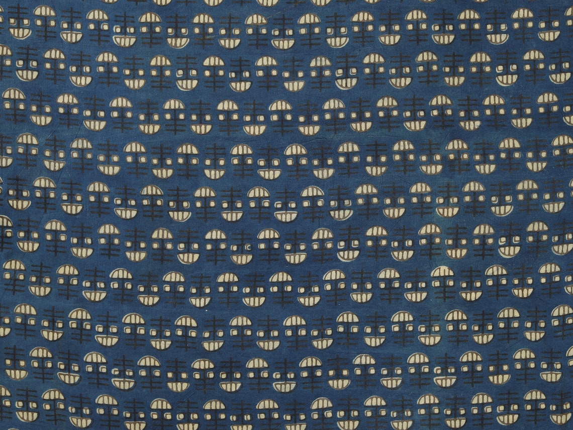 Blue 100% Original Ajrak Floral Hand Block Print Natural Dye | Etsy