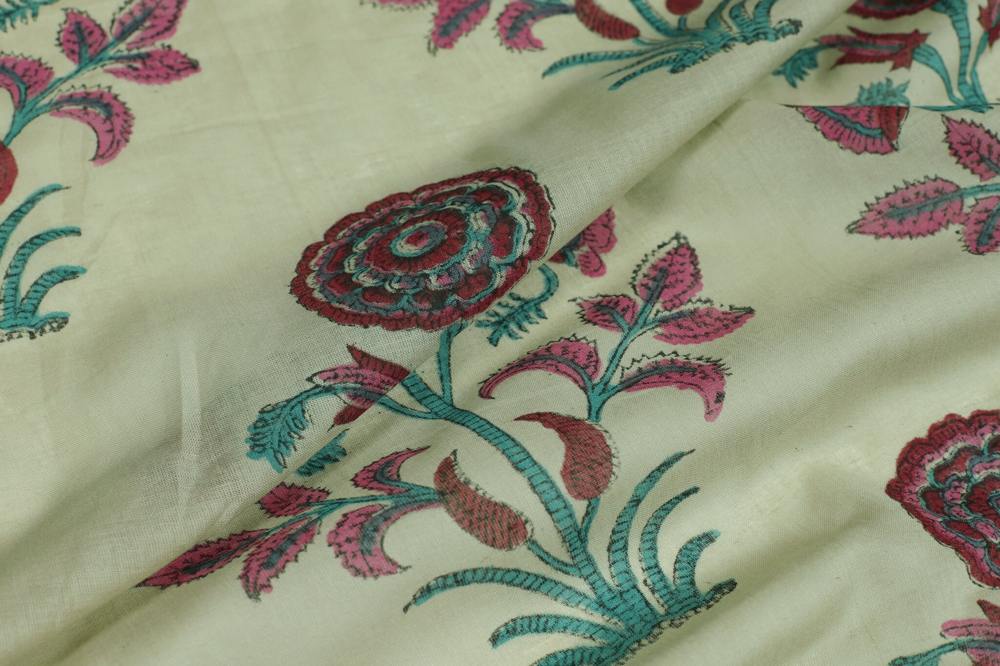 Floral Print Cotton Fabric Block Print Fabric Dress Vegetable | Etsy