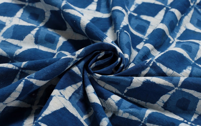 By the Yard Indigo Blue Fabric, Indian Cotton Fabric, Natural Vegetable ...