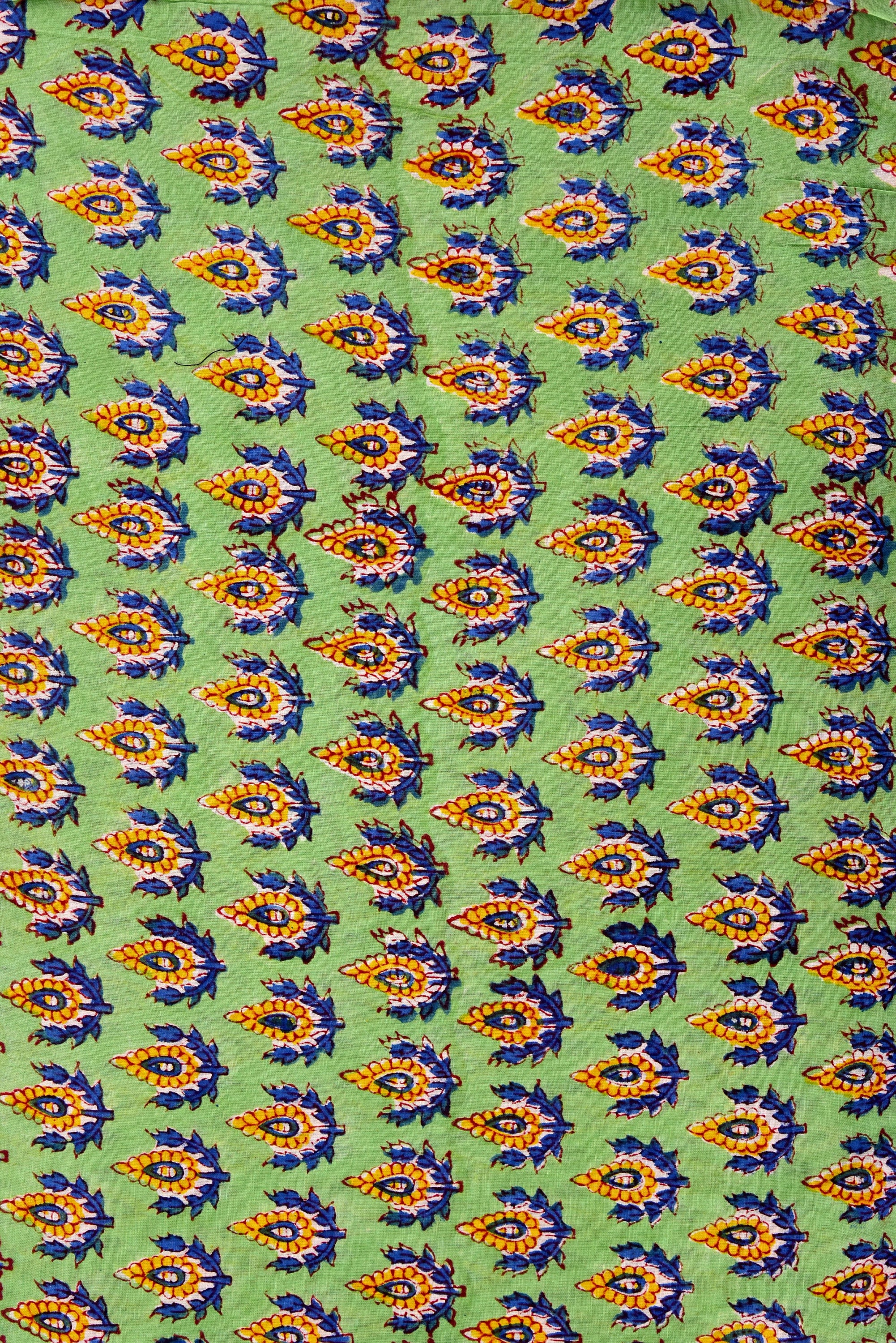 Green Hand Block Print Printed Cotton Fabric Block Printed | Etsy