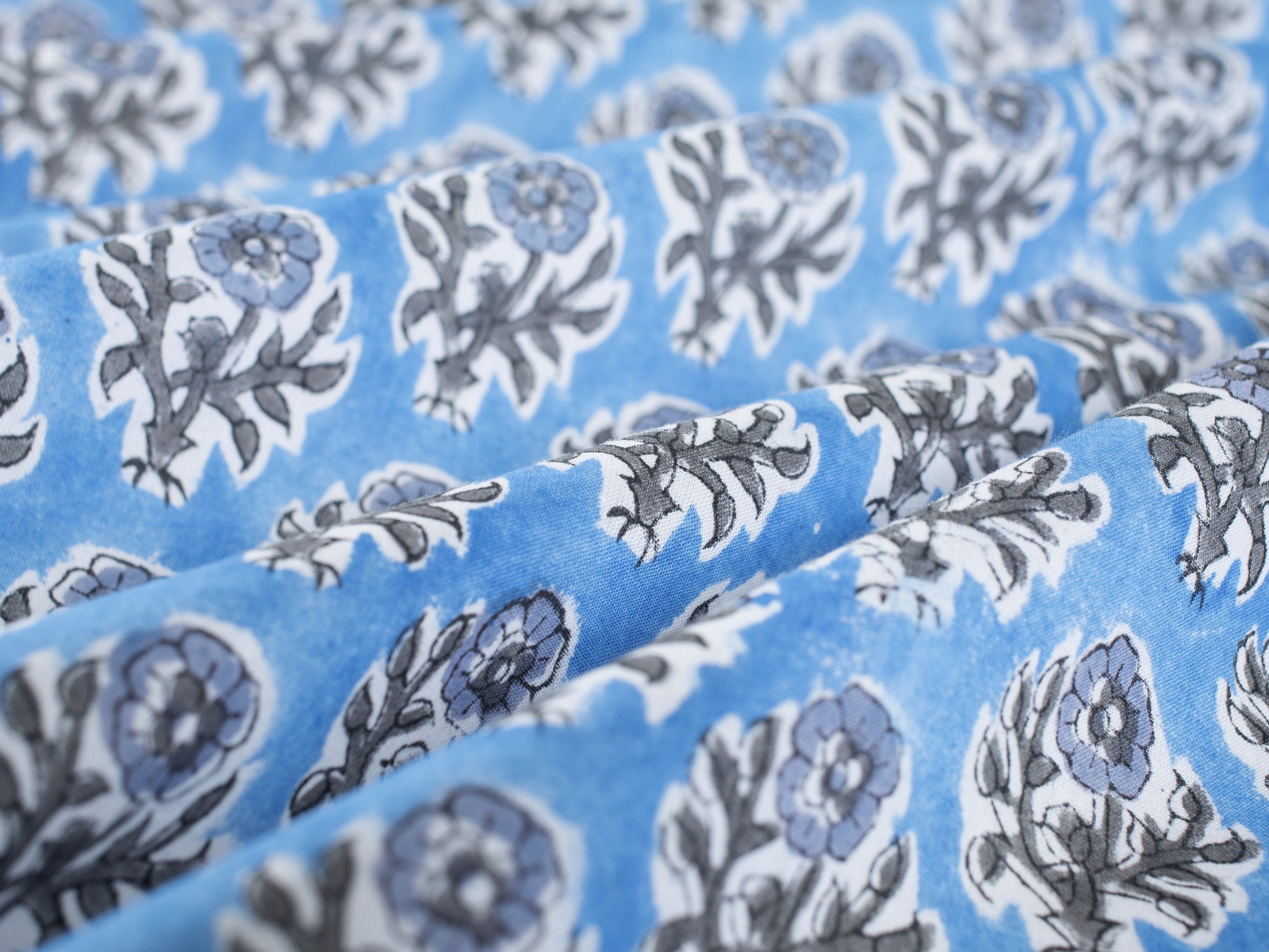 Blue Beautiful Hand Block Printed Salmon Fabric Cotton - Etsy