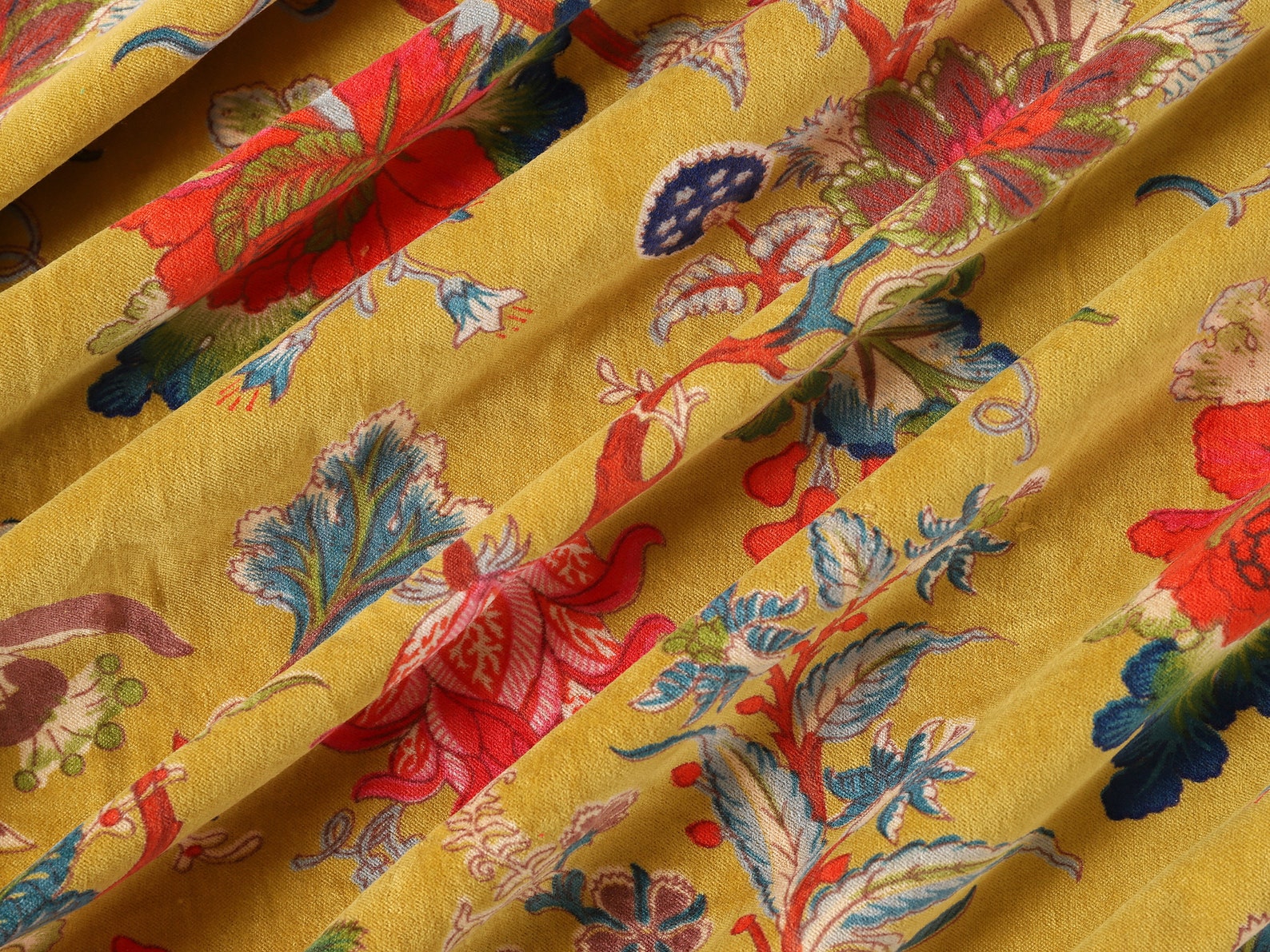 Velvet Fabric Floral Velvet Fabric Indian Fabric Printed Velvet Fabric ...