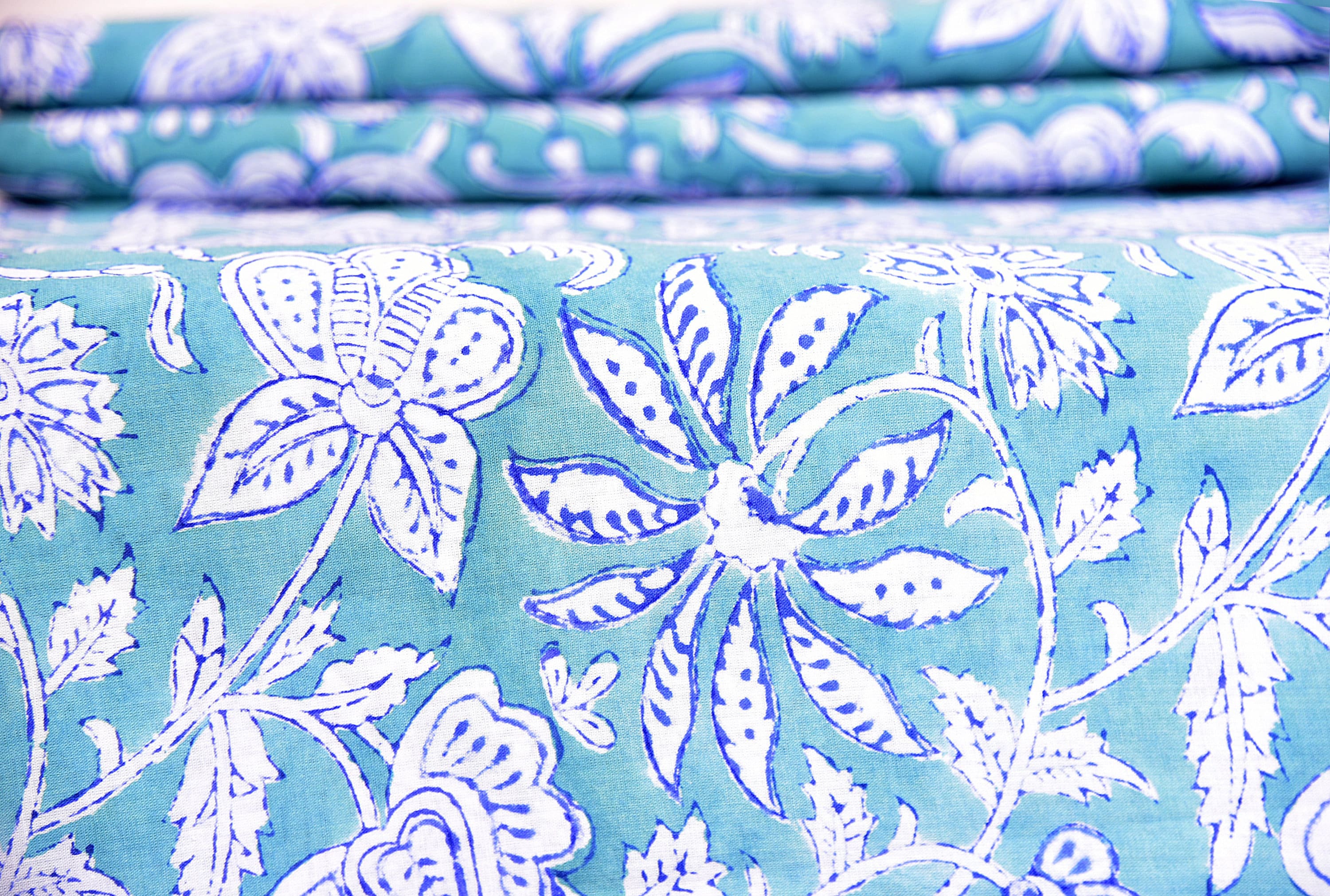 Beautiful Hand Block Print Fabric, Floral Print Cotton Fabric, Block ...