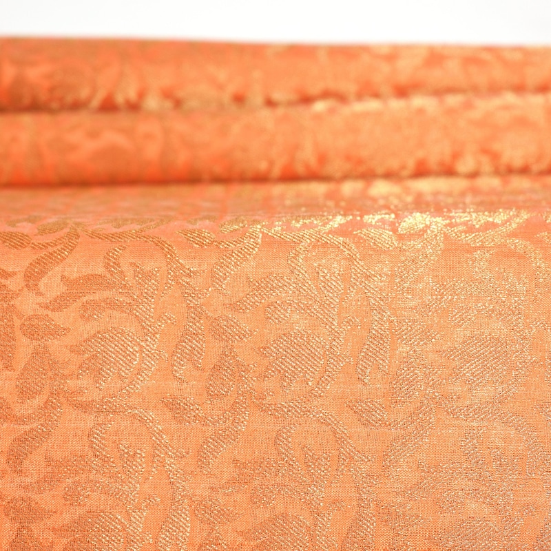 Orange Brocade Fabric - Etsy