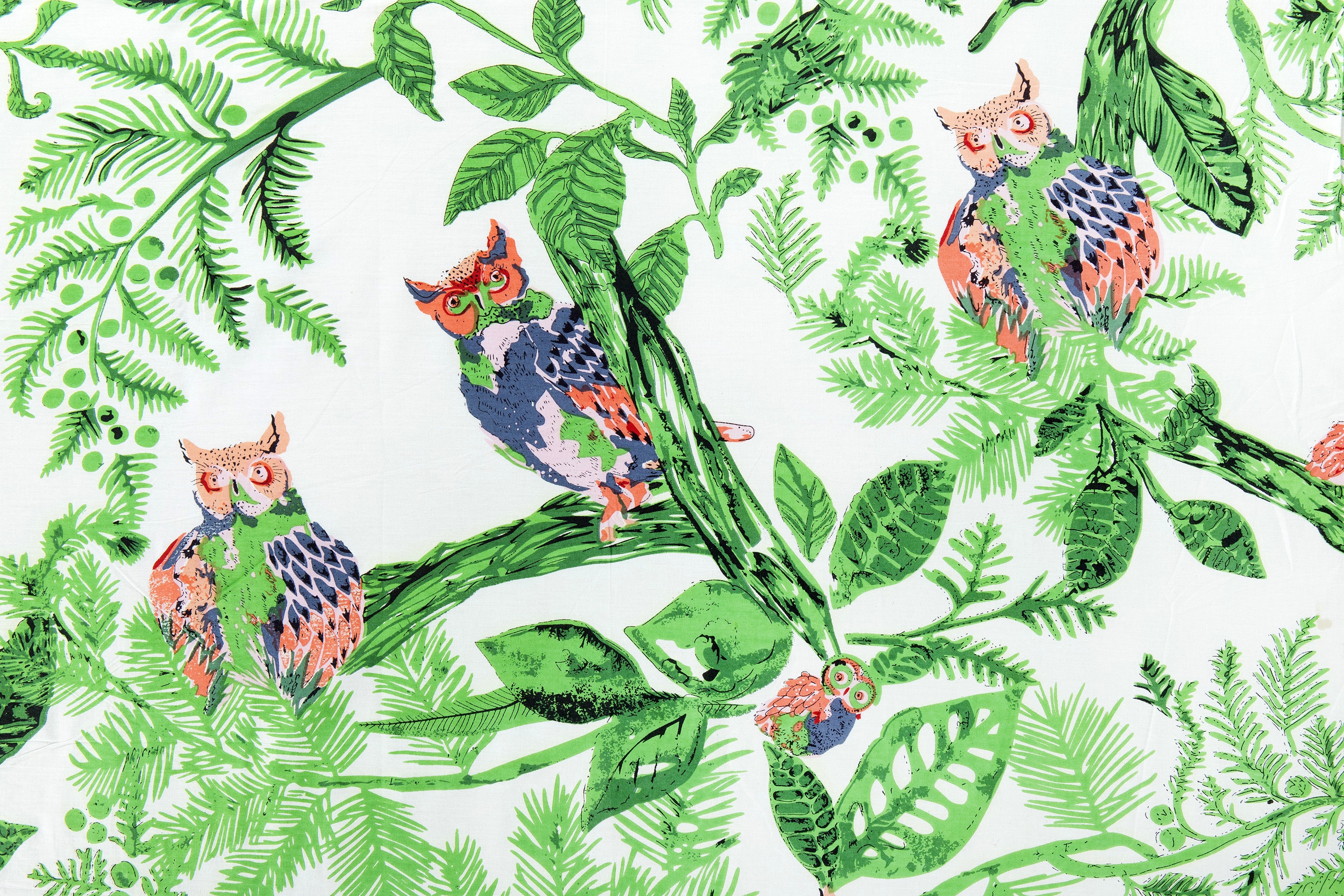 Owl Bird Floral Print Cotton Fabric Block Print Fabric Dress Vegetable ...