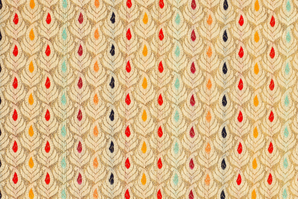 Indian Gold Silk Brocade Fabric by the Yard Banarasi Silk - Etsy