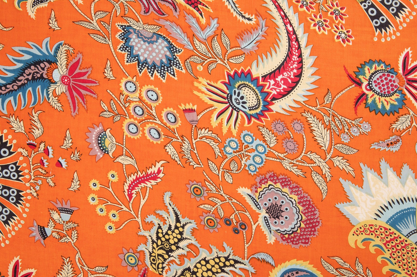 Orange Cotton Fabric by Yard Summer Dresses in King Crown Print,boho ...