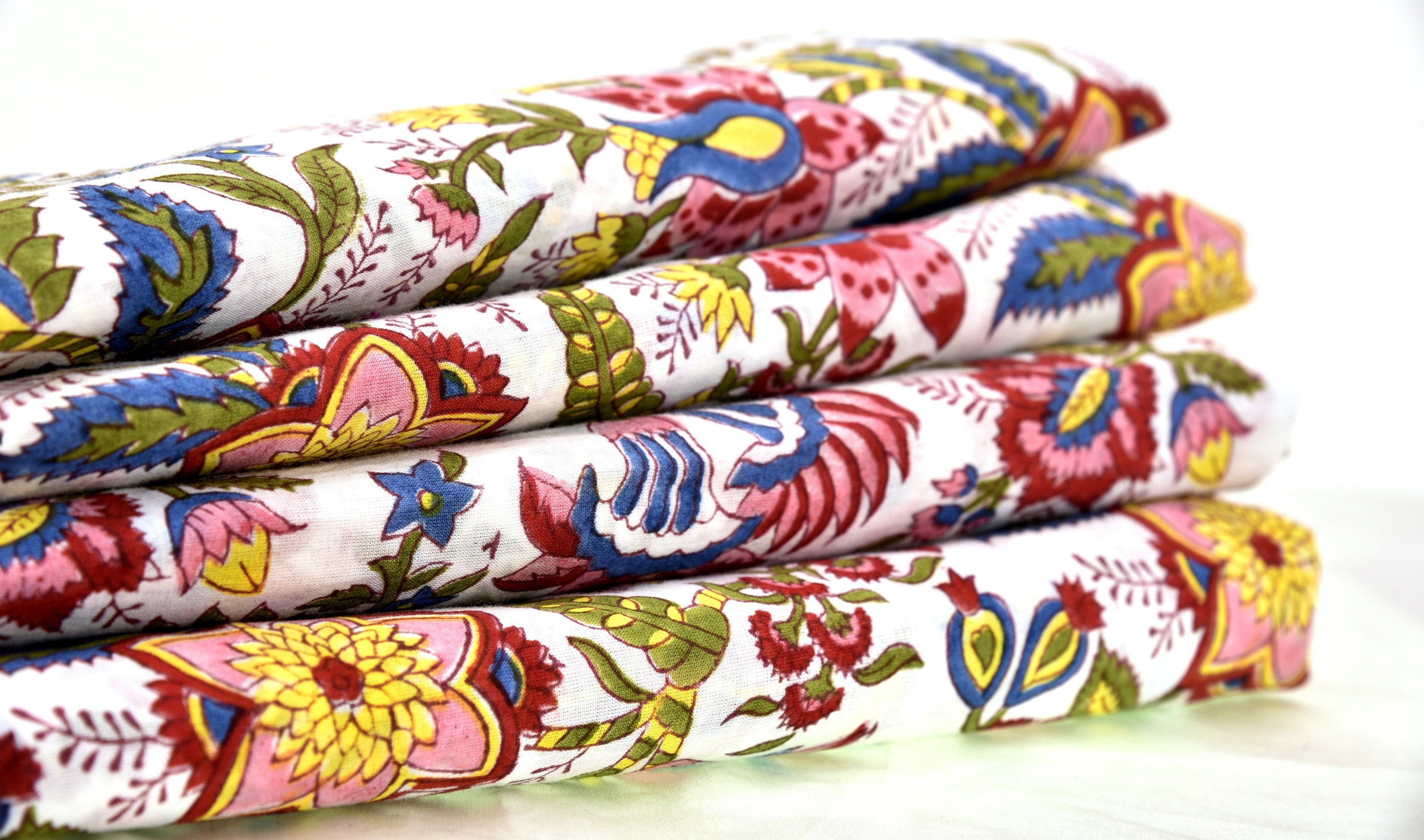 5 Yard 100% Pure Cotton Fabric Indian Handmade Block Printed Garment ...
