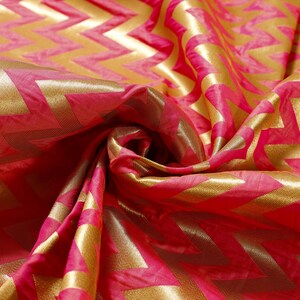 Indian Fabric Magenta Brocade Fabric Chevron Brocade - Banaras Brocade ...