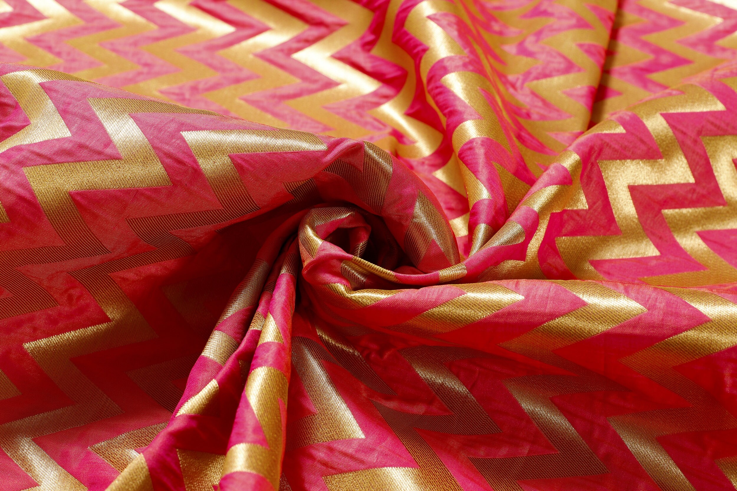 Indian Fabric Magenta Brocade Fabric Chevron Brocade - Banaras Brocade ...