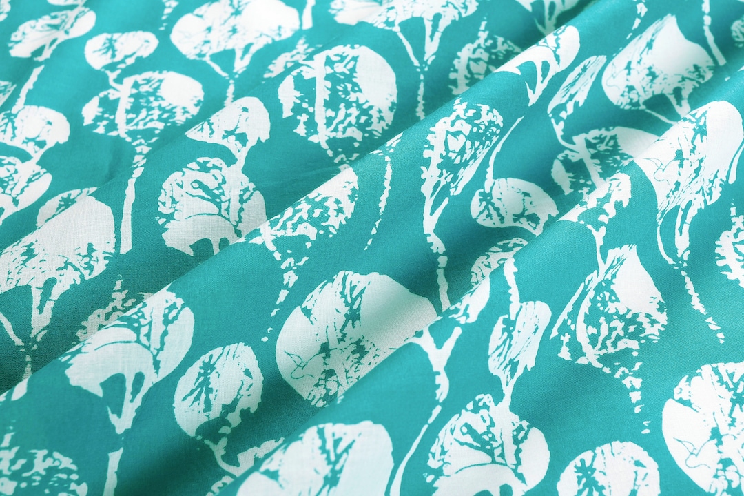 Green Cotton Fabric, Modern Floral Fabric, Indian Dress Fabric, Sewing ...
