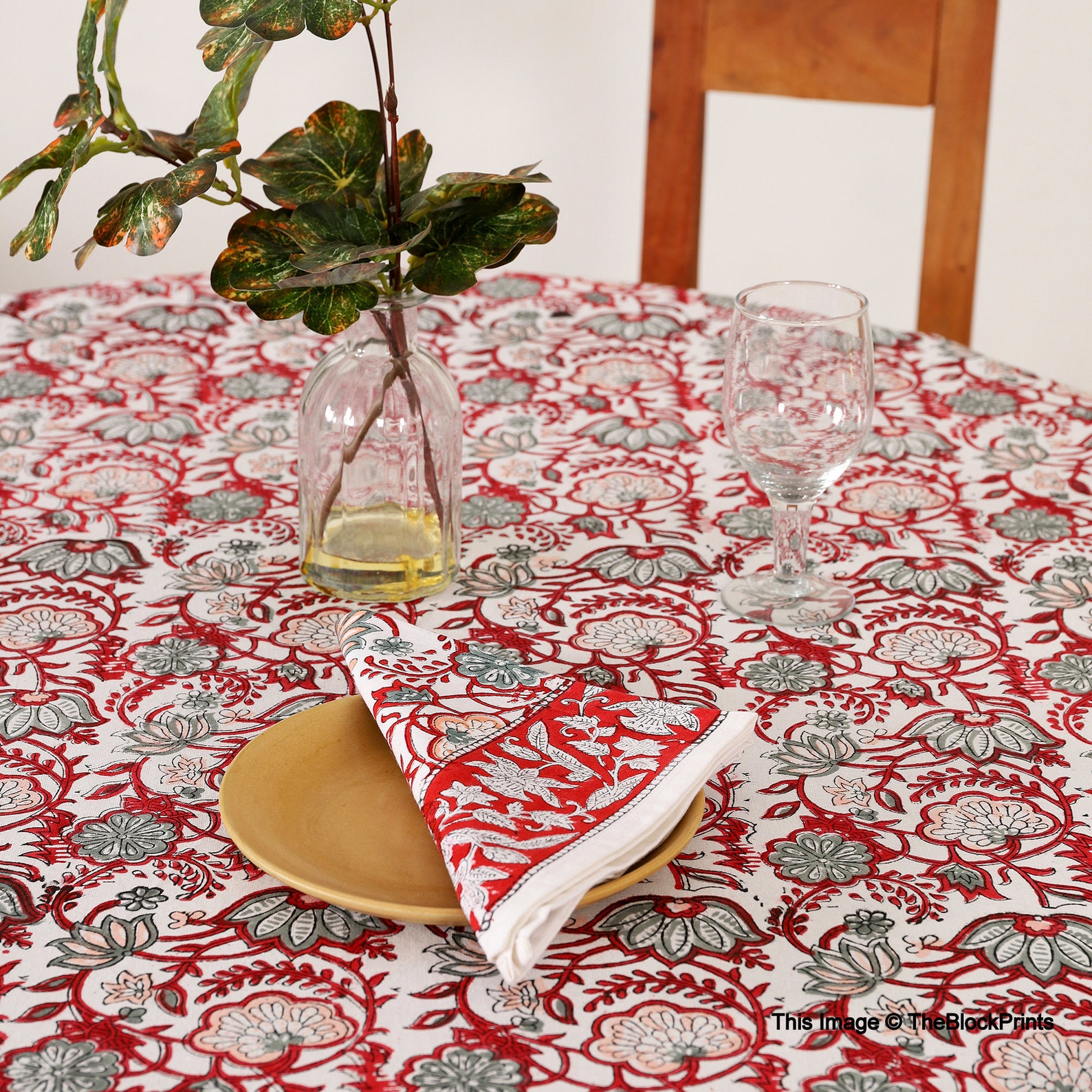 Lotus Flower Table Cloth Indian Block Print Round Table Cover - Etsy