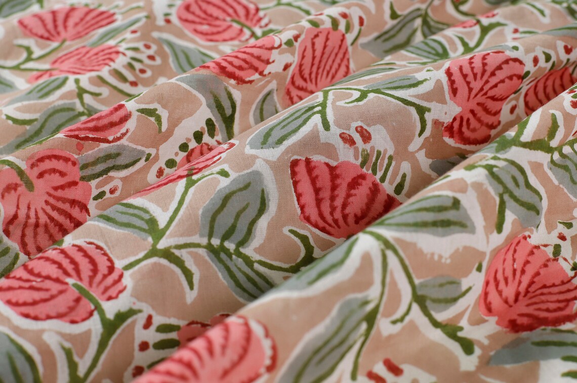 Lotus Print Cotton Fabric by Yard Womens Clothing Casual Dresses Block ...