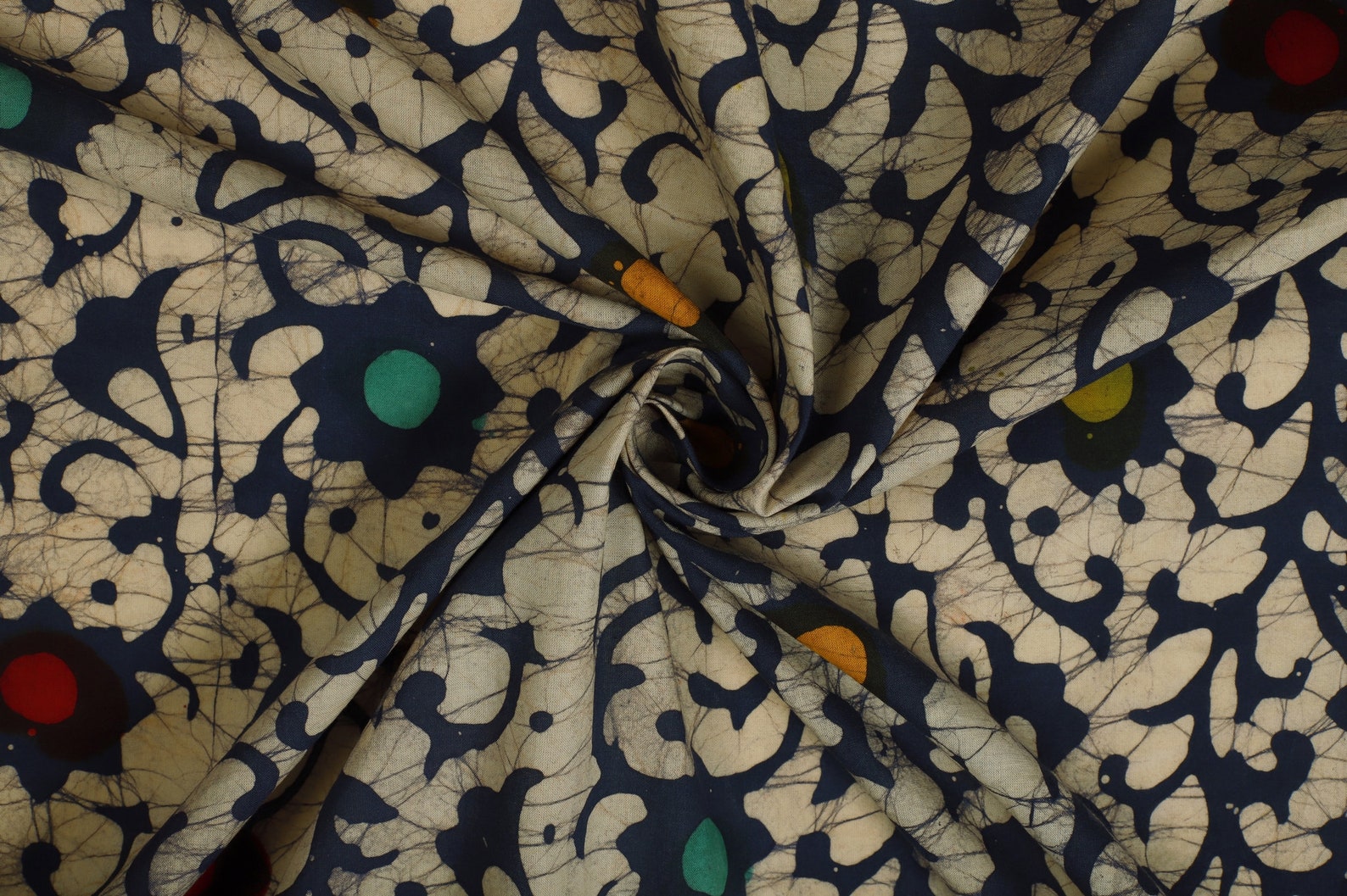 Beige & Blue Fabric Soft Voile Cotton Batik Printed Fabric - Etsy