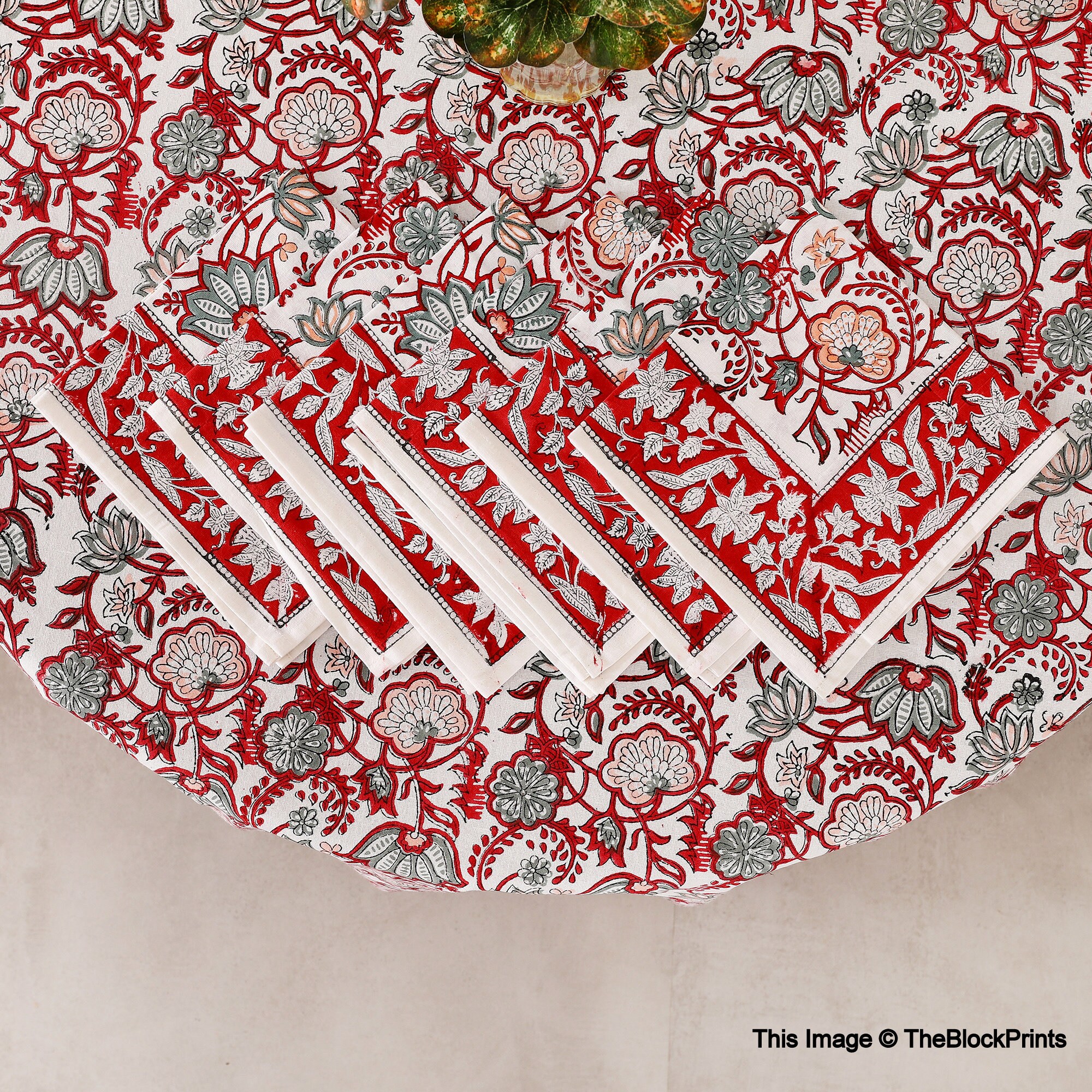 Lotus Flower Table Cloth Indian Block Print Round Table Cover - Etsy