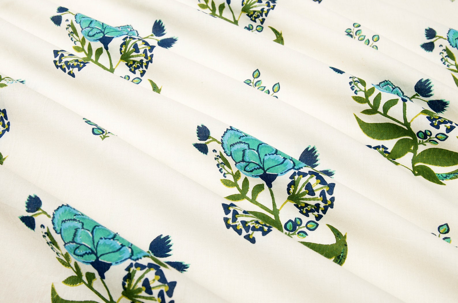 Marigold Flower Print Fabric, Indian Cotton Fabric, Block Print Aqua ...