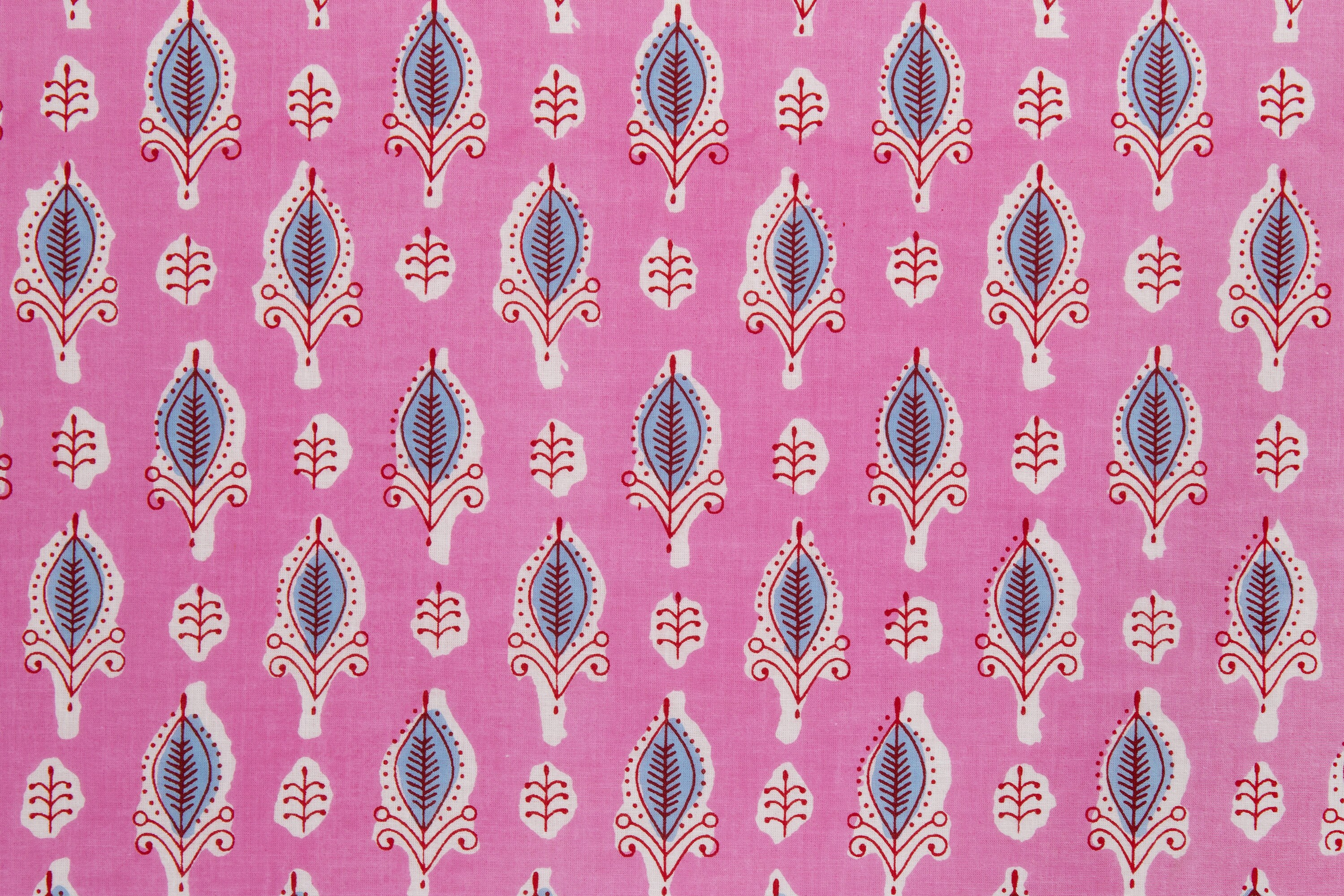 5 Yard Indian Hand Block Print Fabric Handmade Pink Leaf Floral Print ...