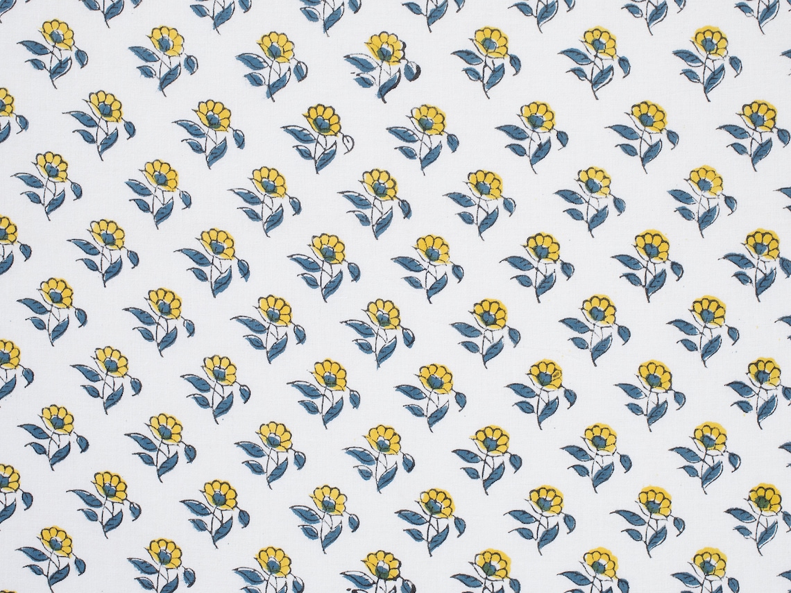 Floral Block Print Cotton Fabric Print Sewing Theme Fabric - Etsy