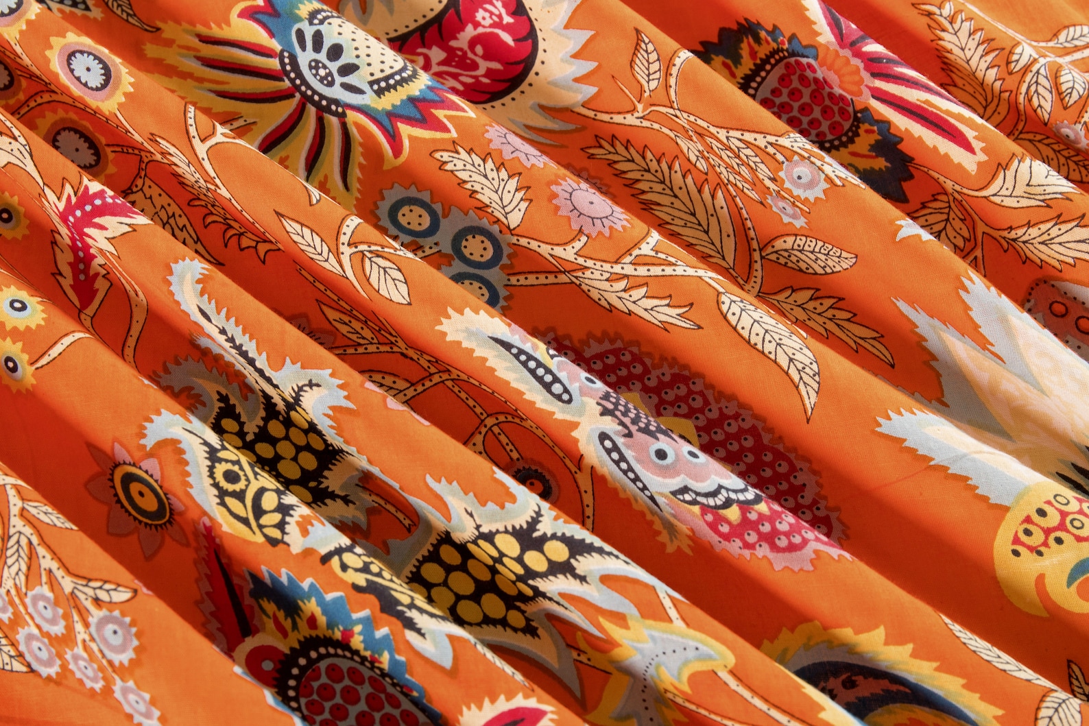 Orange Cotton Fabric by Yard Summer Dresses in King Crown Print,boho ...